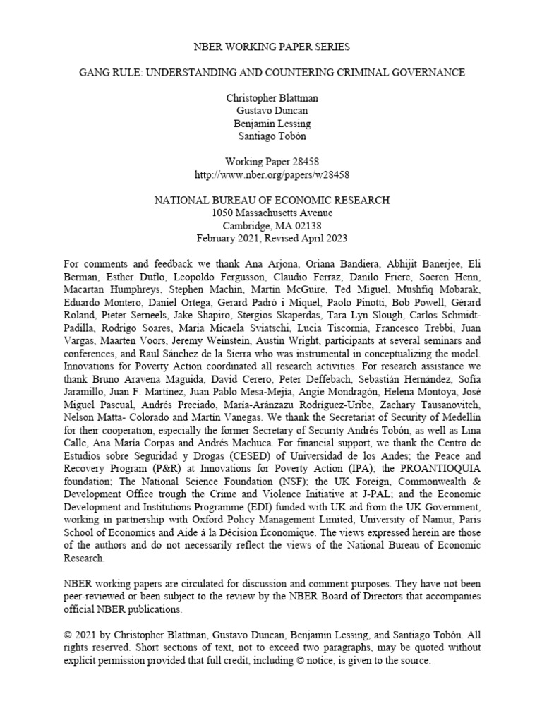 Blattman-Gang Rule-2022 | PDF | Gang | Organized Crime