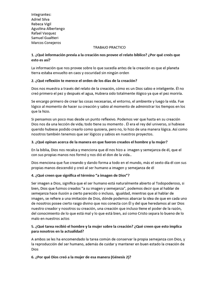 TRABAJO PRACTICO | Descargar gratis PDF | Dios | Creencia religiosa y doctrina