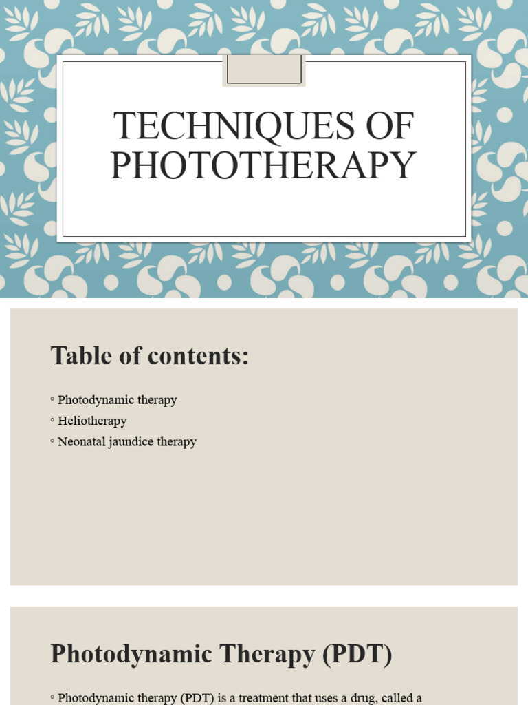 Overview of Phototherapy Techniques | PDF | Ultraviolet | Dermatitis