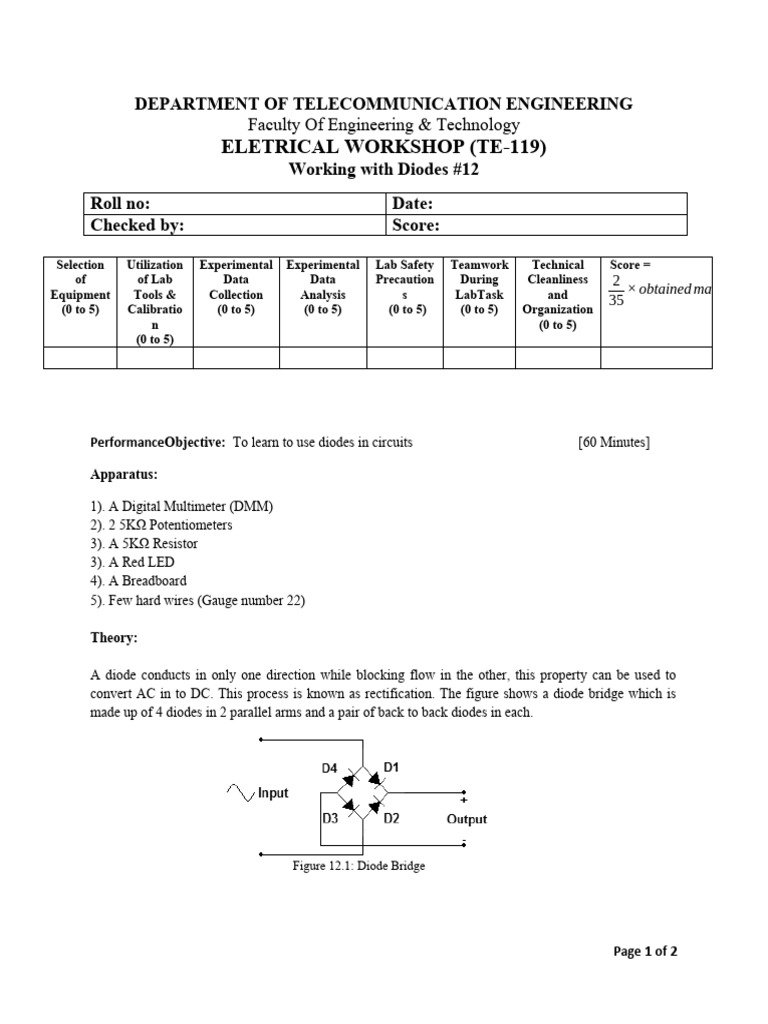 lab 12 | PDF | Rectifier | Power (Physics)