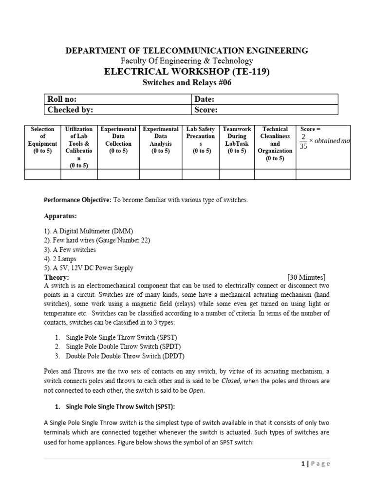 Lab 6 | PDF | Switch | Relay