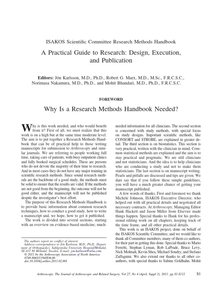 A Practical Guide To Research - Design, Execution, and Publication ...