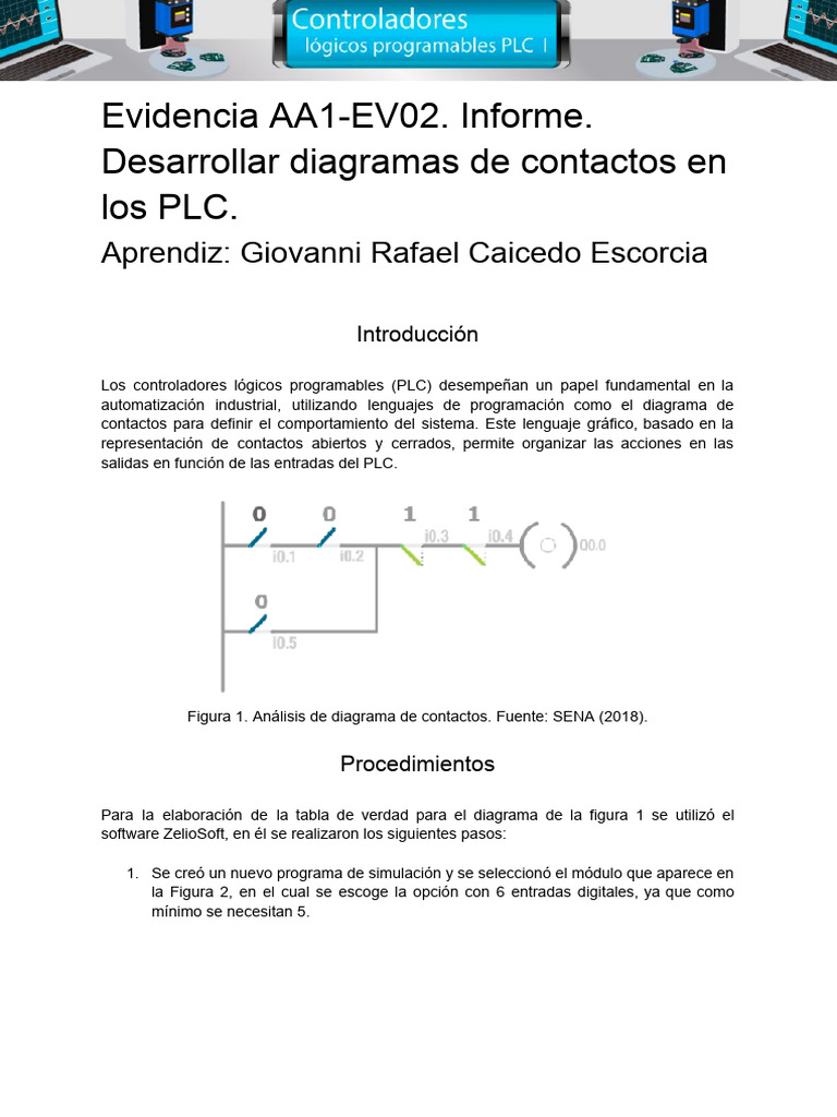 Evidencia AA1-EV02. Informe. Desarrollar Diagramas de Contactos en Los ...
