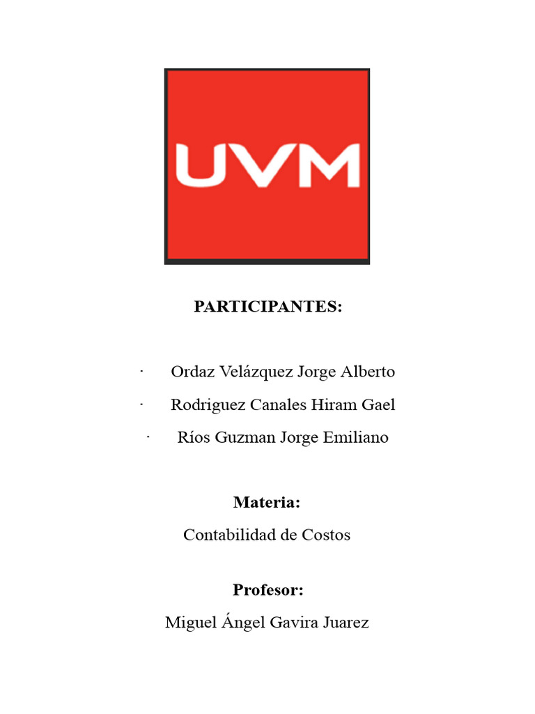 Tarea Uvm 51 | PDF | Contabilidad de costos | Business