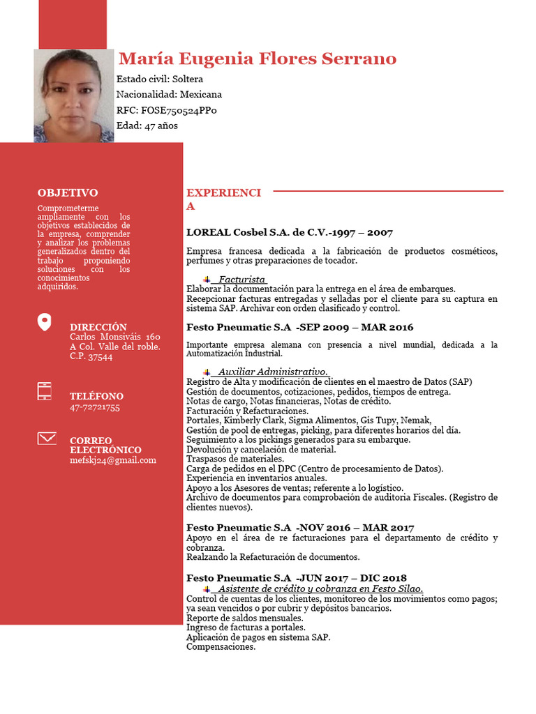 Perfil Profesional de María Eugenia Flores | PDF | Business