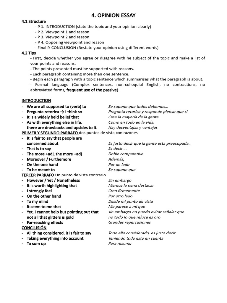 2-Opinion Essay Structure | PDF | Linguistic Morphology | Linguistics