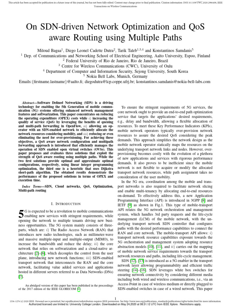 bagaa2020 | PDF | Computer Network | Quality Of Service