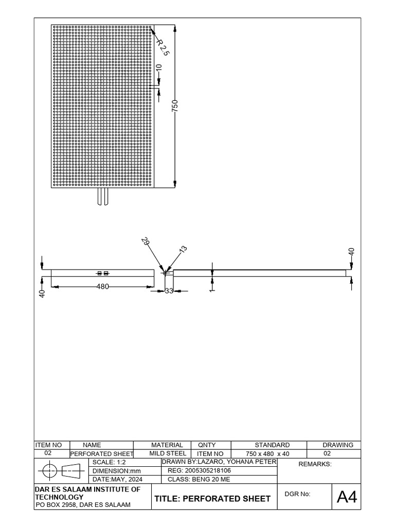 Perforated Sheet Drawing 2024 | PDF