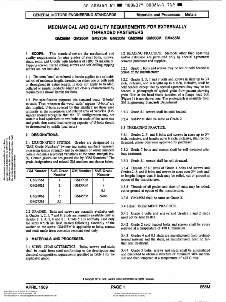 Mechanical Standards for Steel Fasteners | PDF | Screw | Metalworking