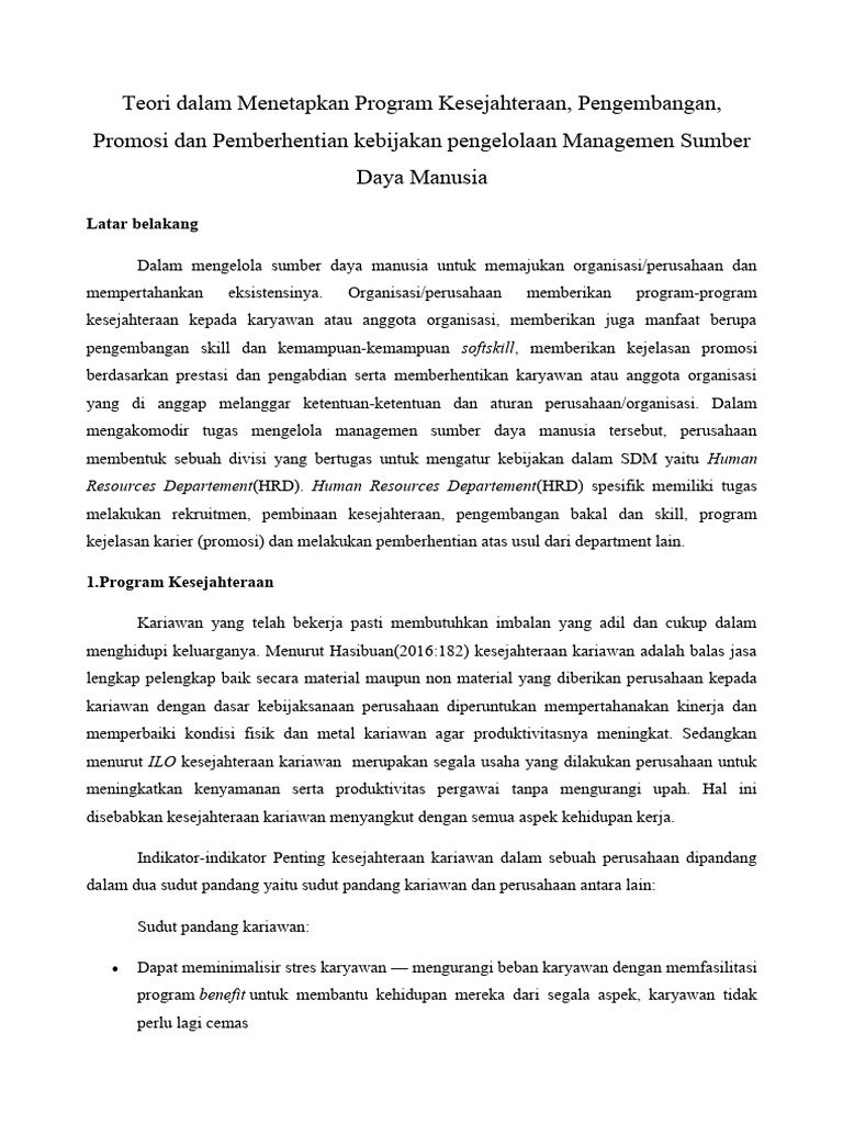 Teori Dalam Menetapkan Program Kesejahteraan | PDF