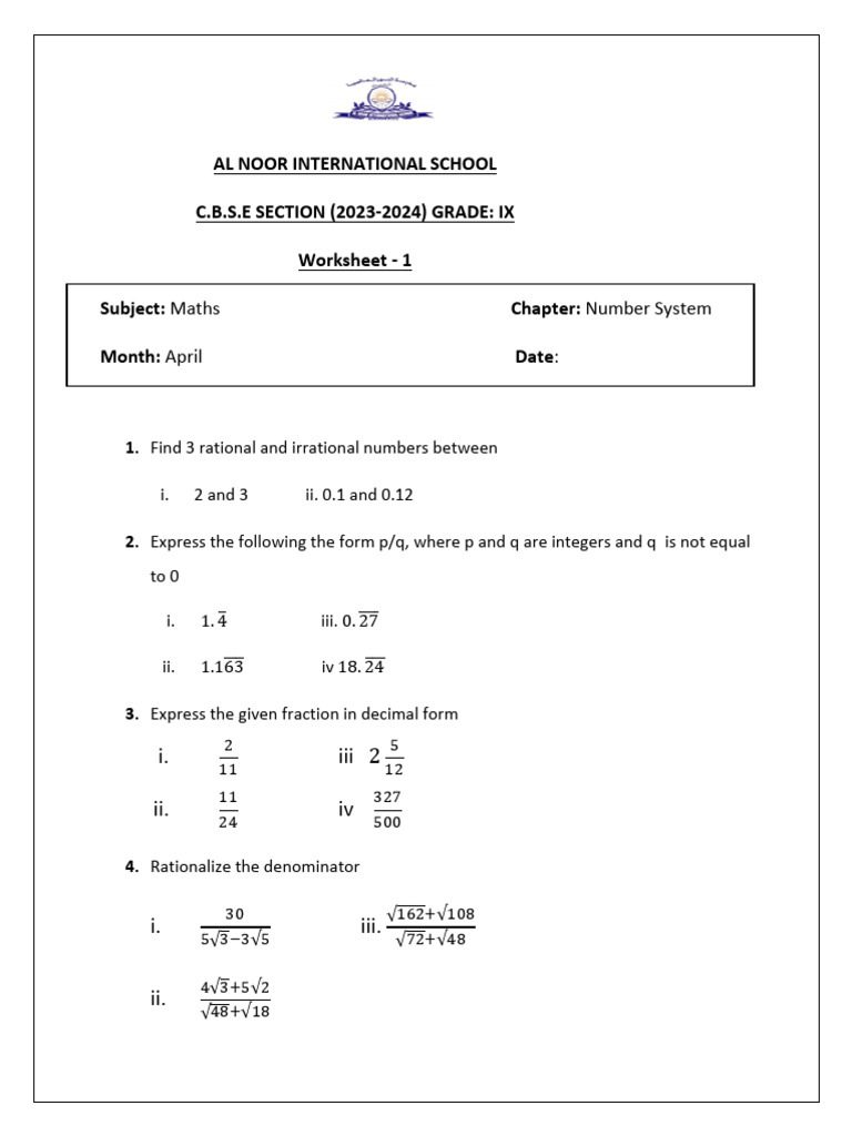 I. III 2 Ii. Iv: 1. Find 3 Rational and Irrational Numbers Between ...
