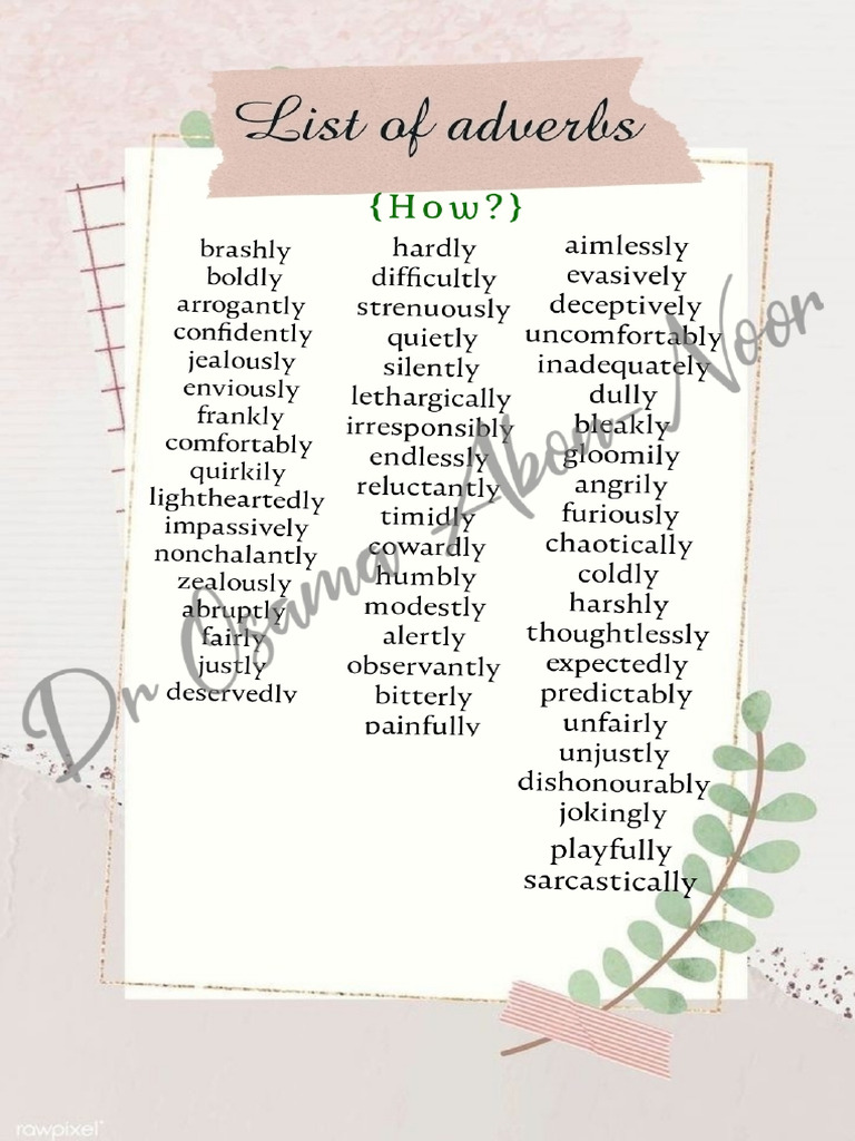 List of Adjectives & Adverbs | PDF