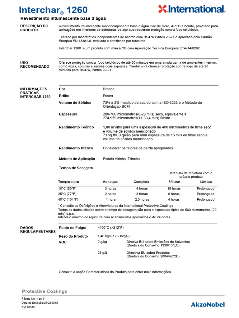 Ficha Técnica - Interchar 1260 | PDF | Embalagem e rotulagem | Temperatura