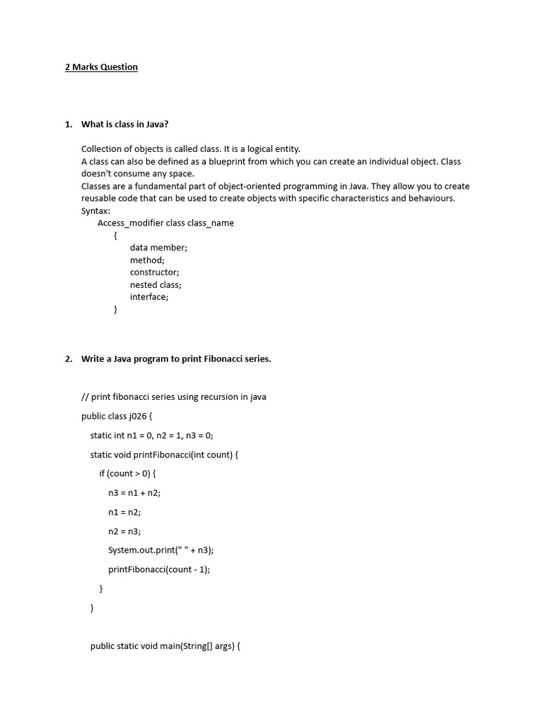 Semester Question Bank 2 Solution | PDF | Method (Computer Programming) | Class (Computer ...