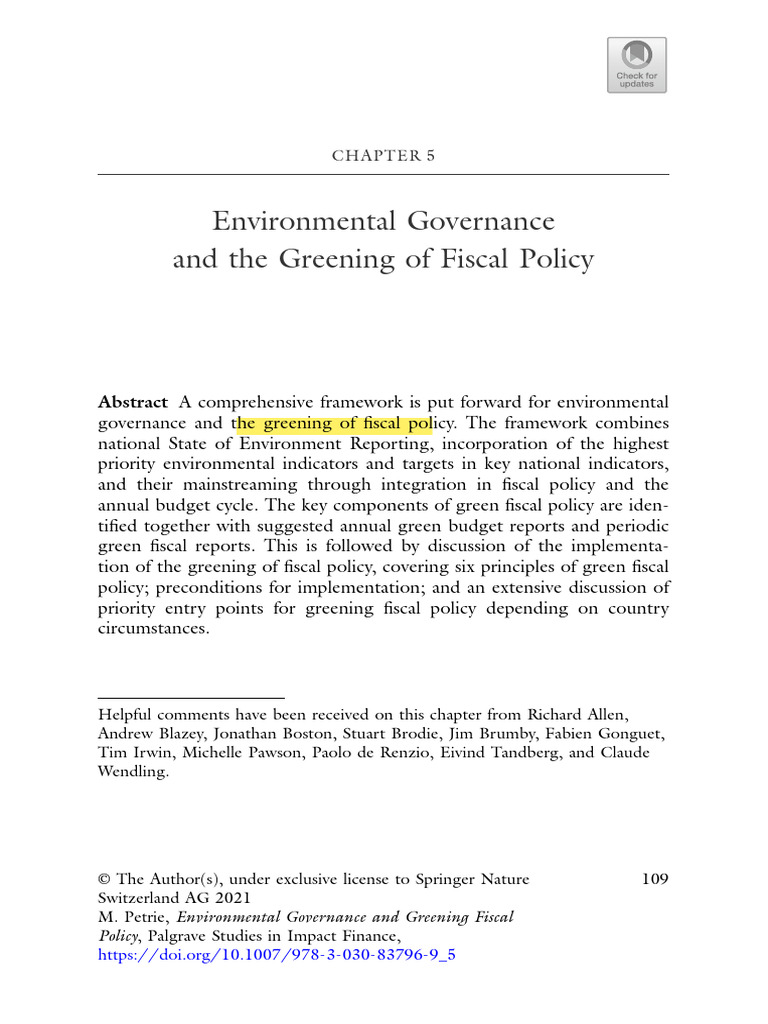 Greening Fiscal Policy Framework Guide | PDF | Policy | Emissions Trading