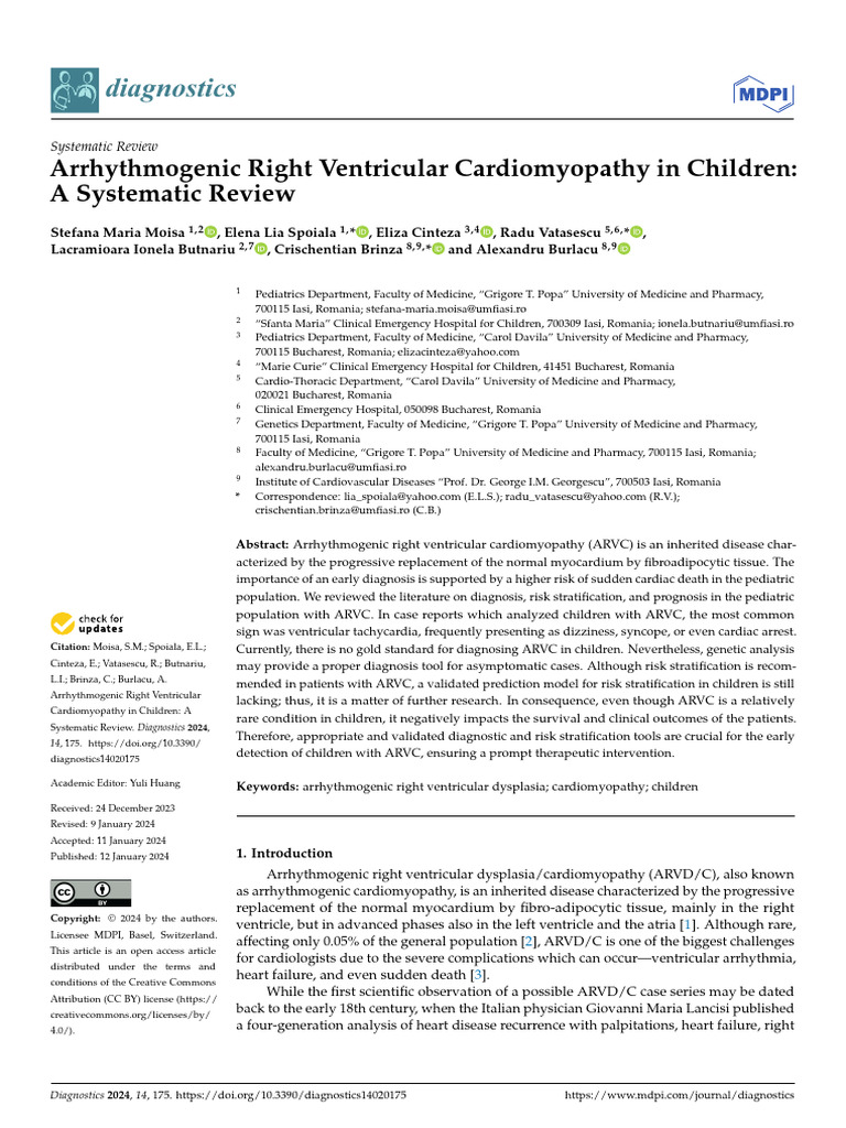 ARVC Children Burlacu2024 | PDF | Heart | Causes Of Death