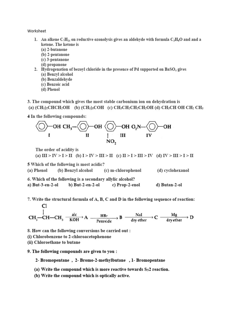 Chemistry Reaction Worksheet | PDF | Chemical Reactions | Organic Chemistry