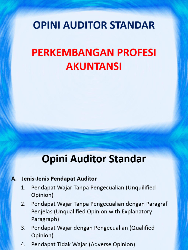 Opini Auditor Standar AUDITING | PDF | Karier & Perkembangan | Bisnis