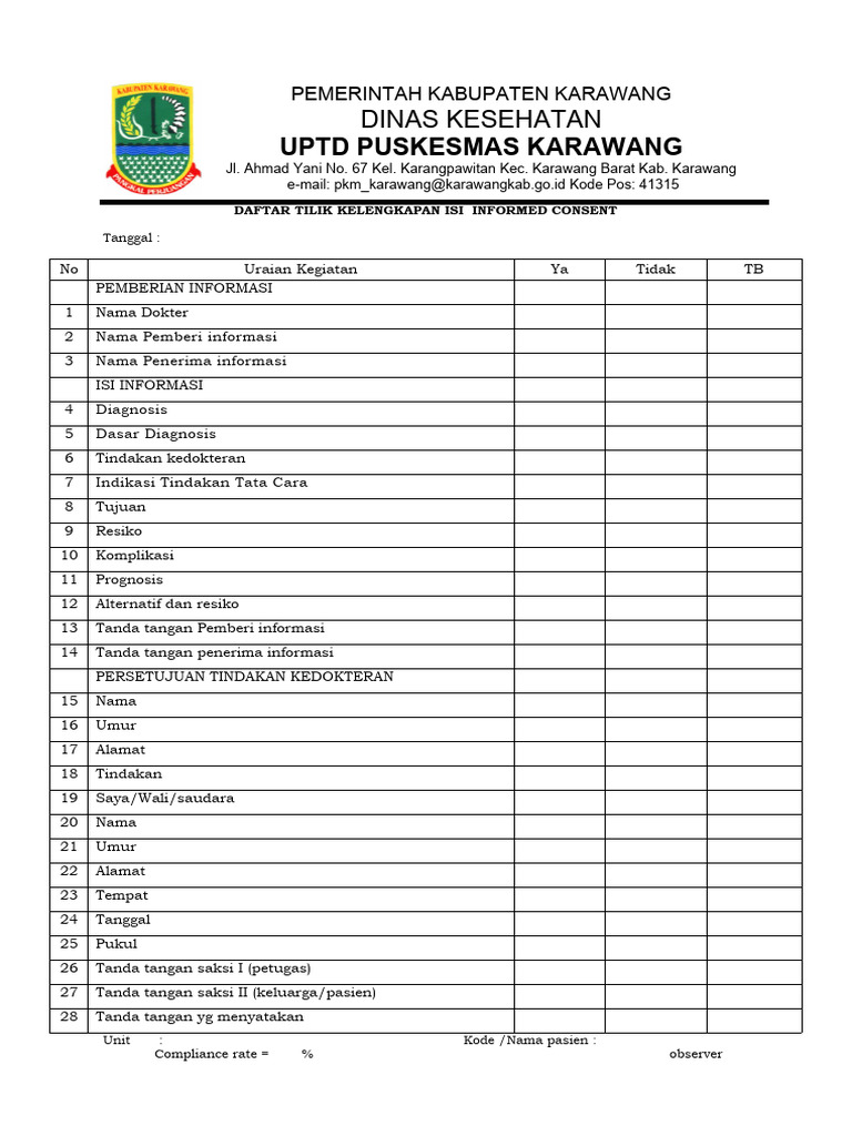 Daftar Tilik Informed Concent Terbaru 2023 | PDF | Sains & Matematika