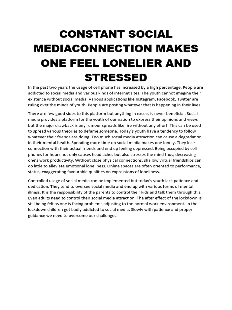 Social Media Increases Loneliness | PDF | Social Science