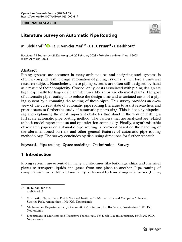 Literature Survey On Automatic Pipe Routing | Download Free PDF ... Literature Survey On Automatic Pipe Routing | Download Free PDF ...