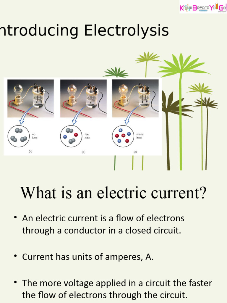 Electrolysis and Electrical Conductivity | PDF | Anode | Ion