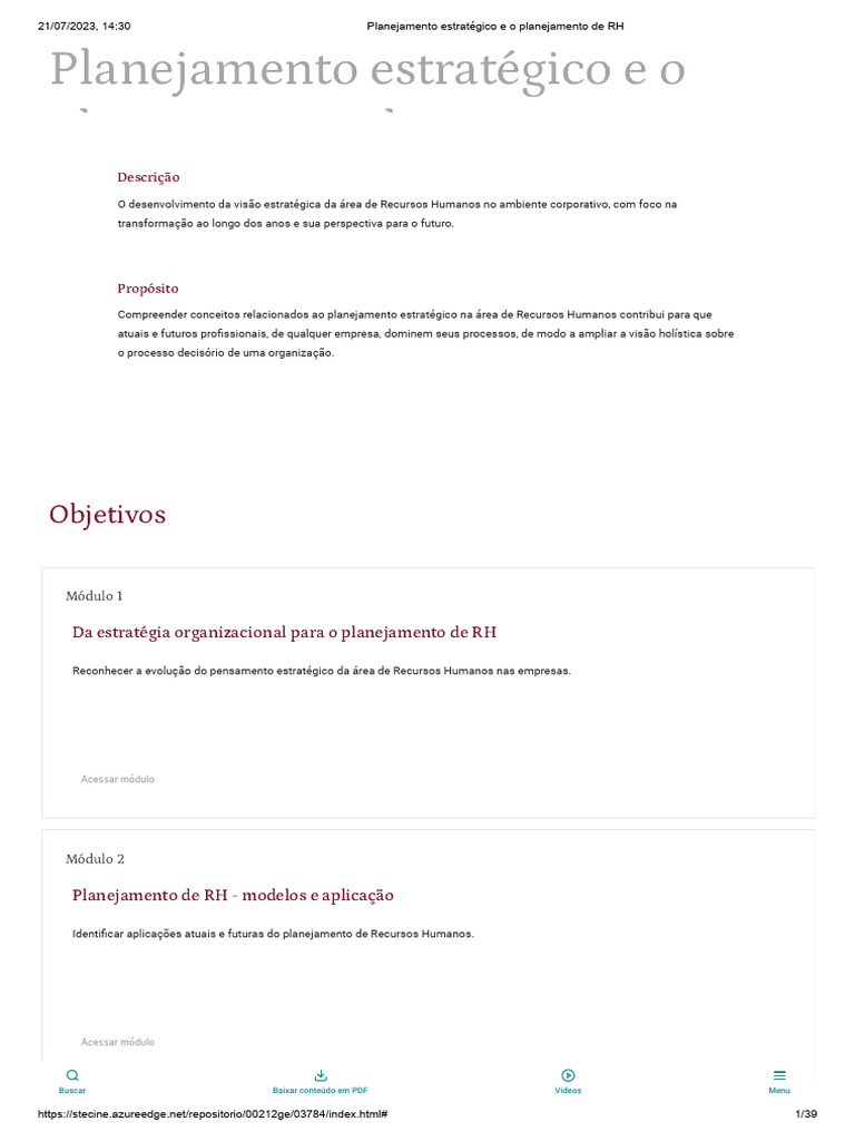 tema 2 Planejamento estratégico e o planejamento de RH | Download grátis PDF | Gestão de ...