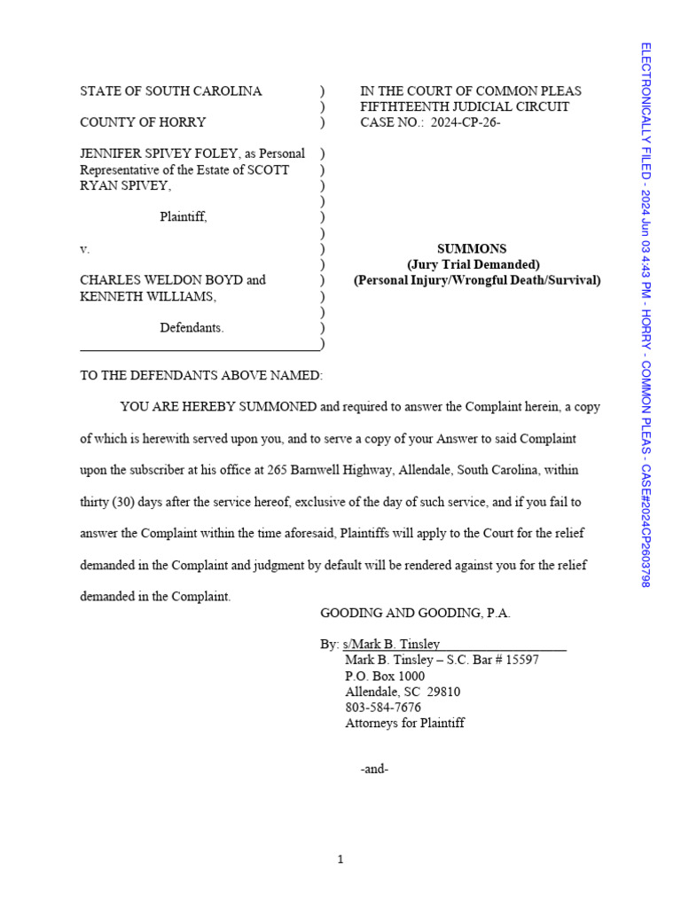 Scott Spivey's Estate Files Wrongful Death Lawsuit | Download Free PDF ...