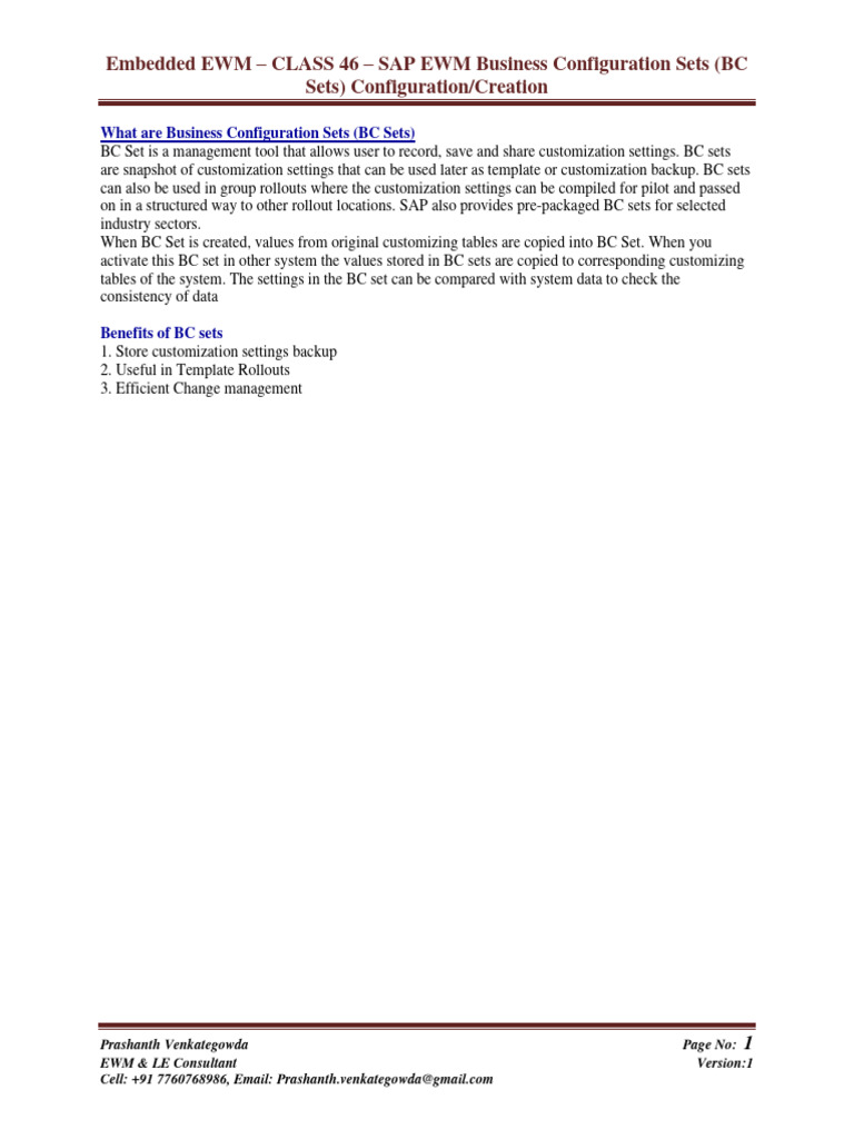 SAP EWM BC Sets Configuration Guide | PDF | Computer Engineering | Software Engineering