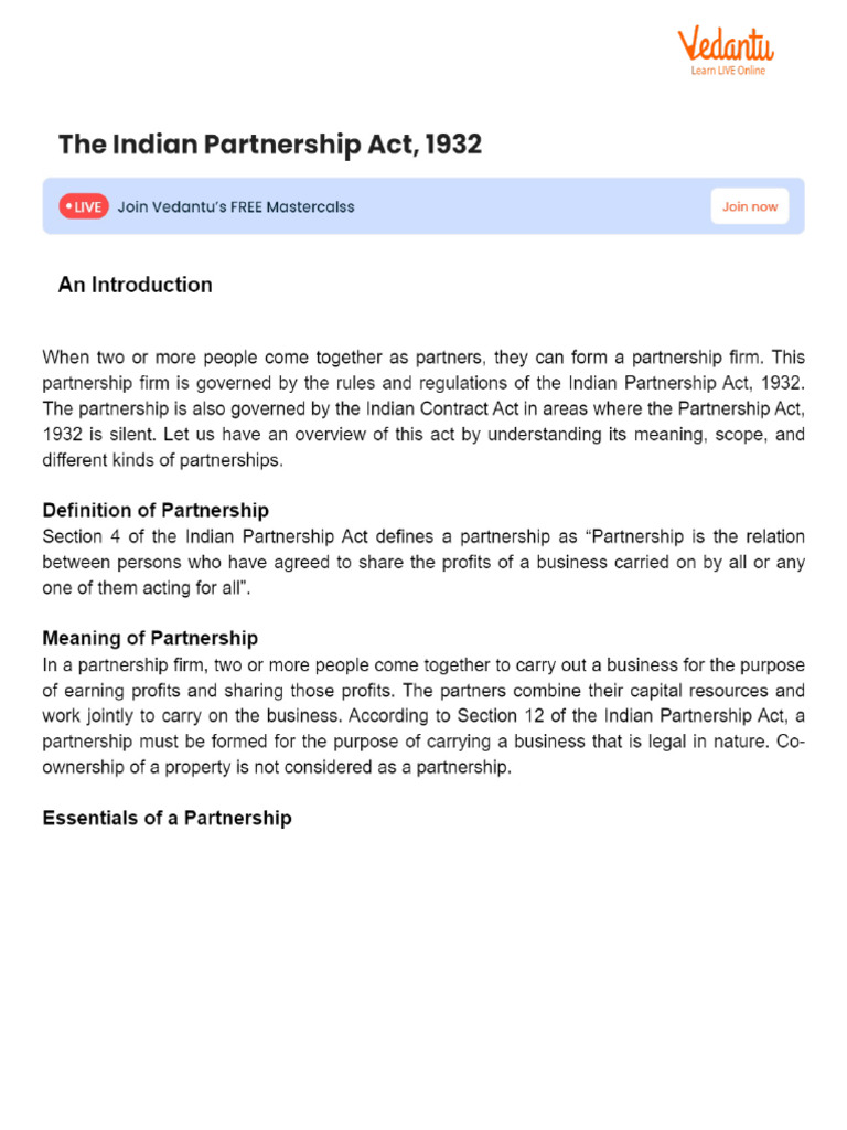 The Indian Partnership Act 1932 Pdf