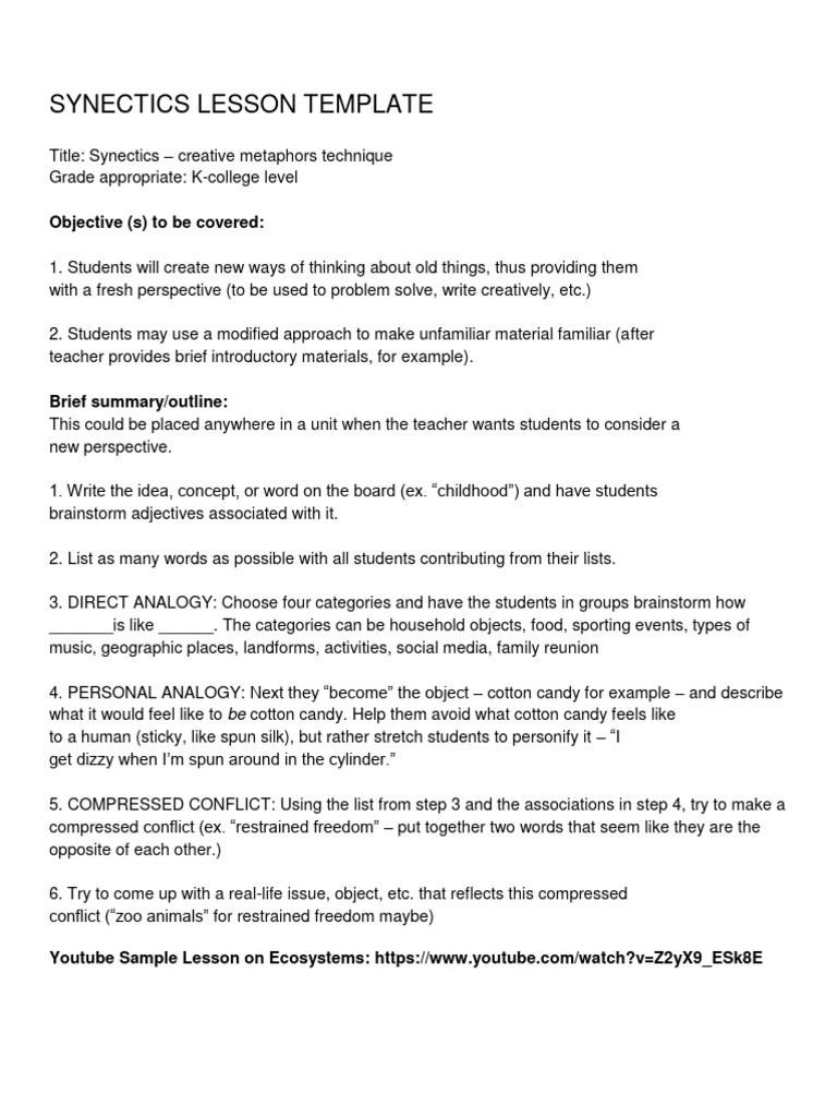 Synectics: Creative Metaphors Guide | PDF | Science & Mathematics