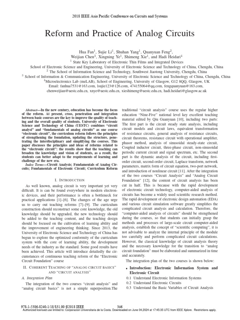 Reform and Practice of Analog Circuits | PDF | Electrical Network | Amplifier