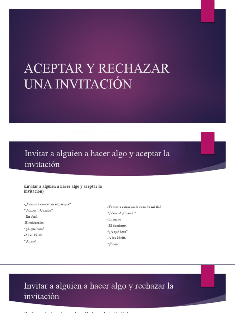 Aceptar y Rechazar Una Invitación en Español | PDF | Relaciones ...