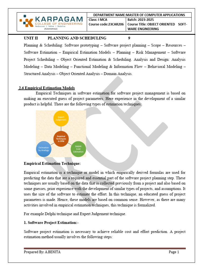 26 Emprical Estimation Models Pdf Object Oriented Programming Software