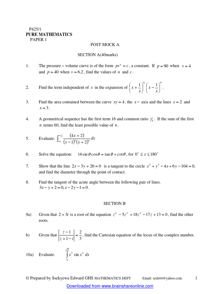 Pure MTC Series of Tests A To F | PDF | Triangle | Equations