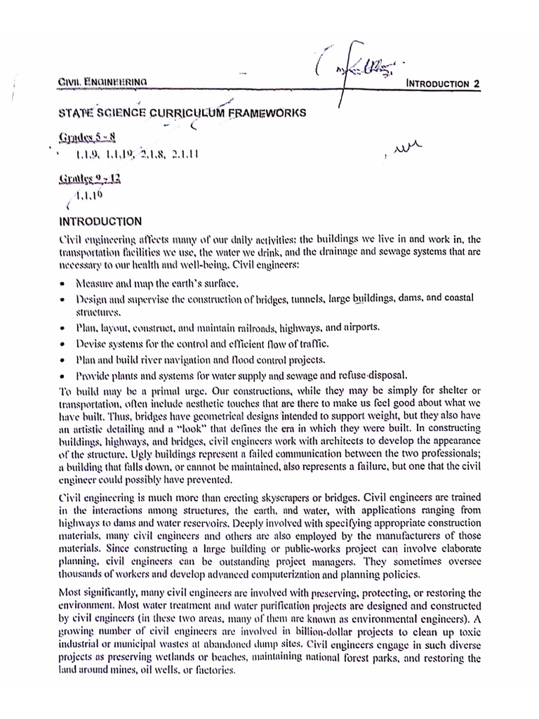 Cie 112 Introduction To Civil Engineering | PDF