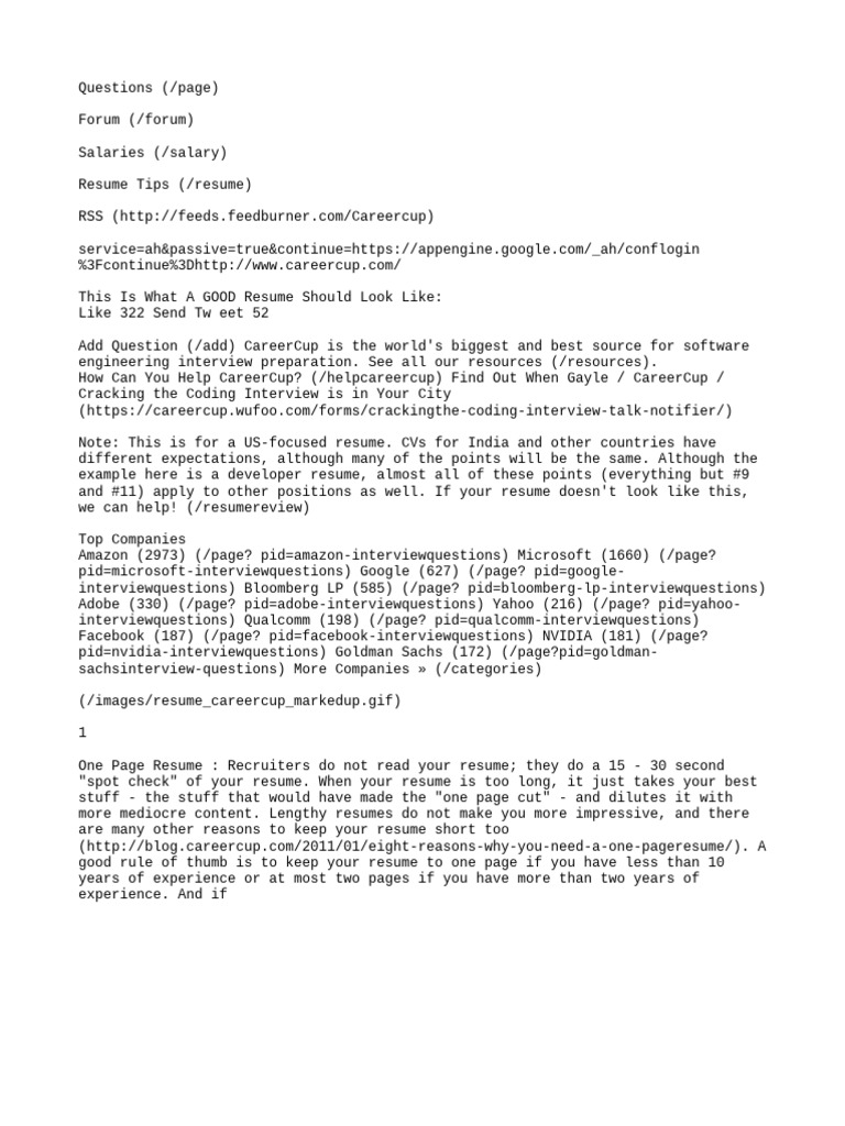 This Is What A GOOD Resume Should Look Like CareerCup | PDF | Résumé | Computing