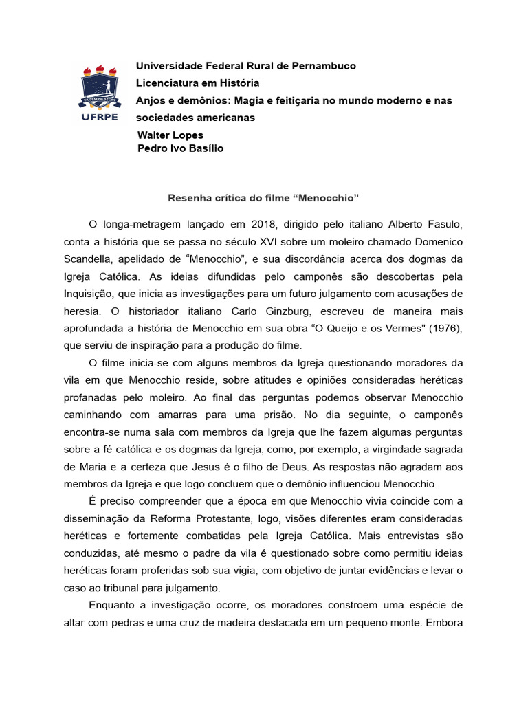 Menocchio: Heresia e Inquisição no Cinema | PDF | Heresia