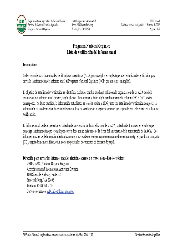 2024-1 Lista de Verificación Del Informe Anual | PDF