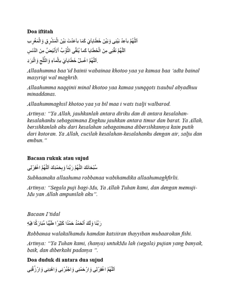 Doa Iftitah Lengkap dan Artinya | PDF