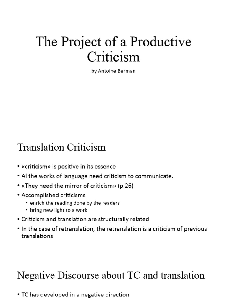 Translation Criticism by Berman | PDF | Translations | Human Communication