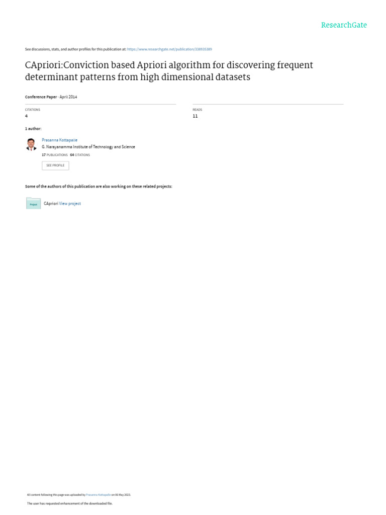 CApriori: Enhanced Apriori for Data Mining | PDF | Data Management | Applied Mathematics