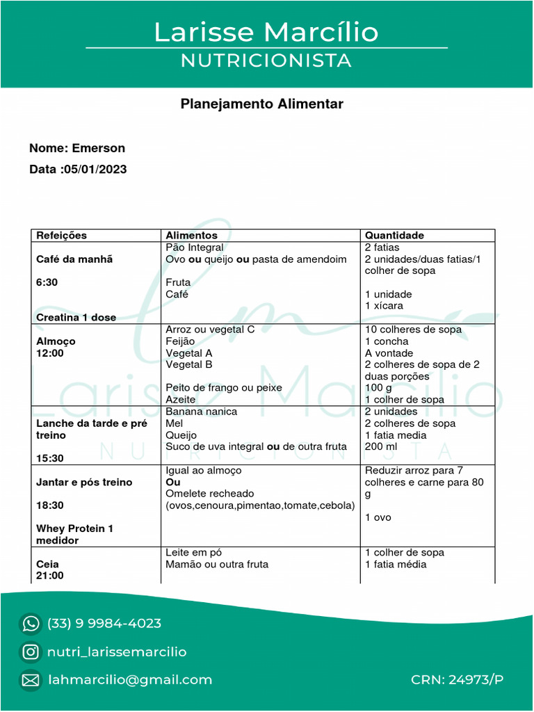 Planejamento alimentar | PDF