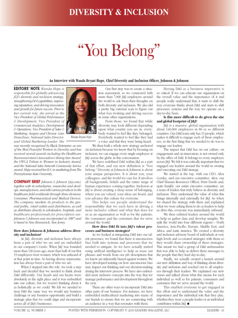 LEADERS Wanda Bryant Hope Johnson Johnson | PDF | Johnson & Johnson ...