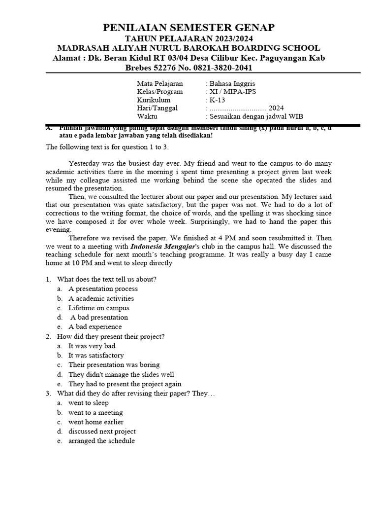 Uas English Xi | PDF