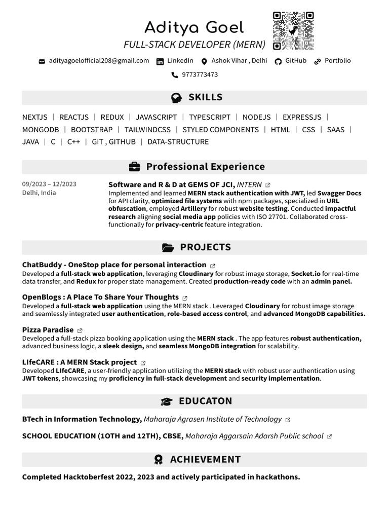 Aditya Goel FlowCV Resume 20240429 1 1 | Download Free PDF | Application Software | World Wide Web