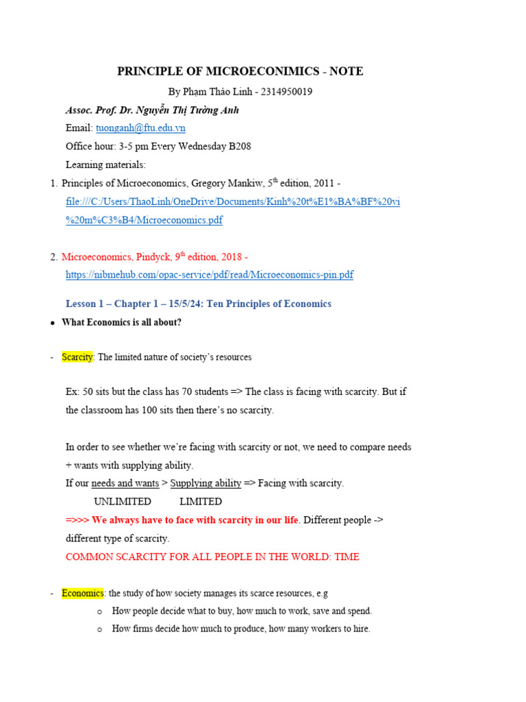 Microeconomics NOTE | PDF | Social Science