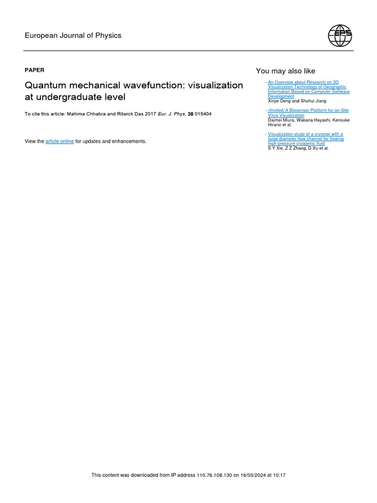 Visualization of Quantum Wave | PDF | Wave Function | Quantum Mechanics