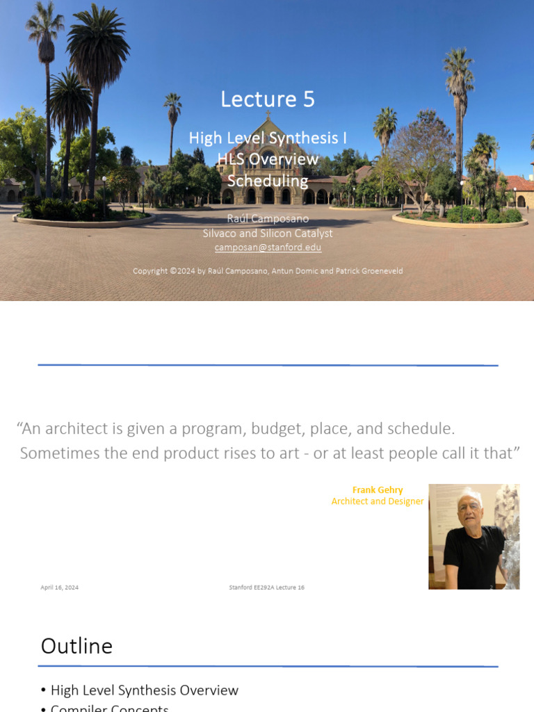 EE292A Lecture 5.HLS Scheduling | PDF | Logic Synthesis | Software Engineering