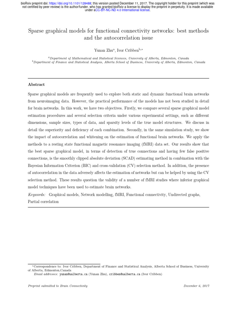 Sparse Graphical Models For Functional Connectivity Networks Best Methods | PDF | Akaike ...